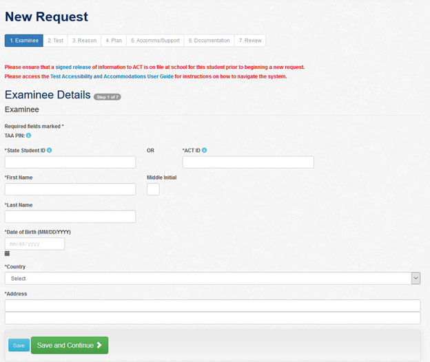 Submitting an Initial Request